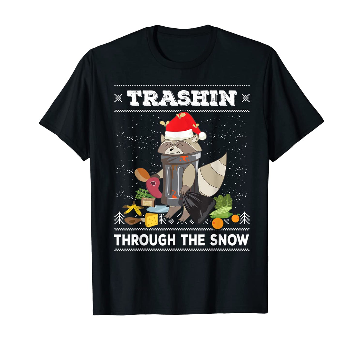 Trashin Through The Snow Raccoon Santa Claus Trash Panda T-Shirt ...
