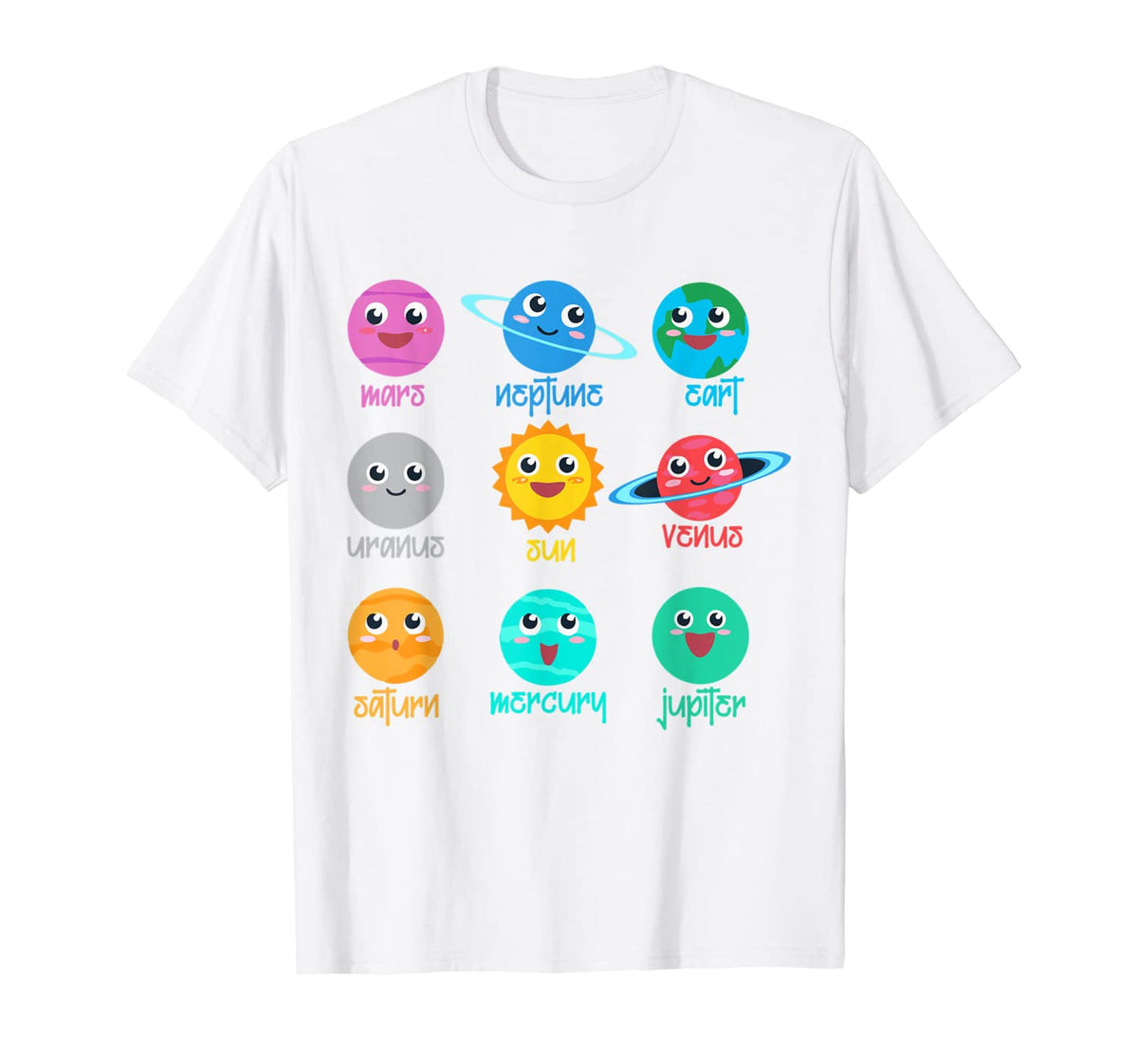 Solar System Planets Happy Emoji Set Gift - Space Geeks T-Shirt ...